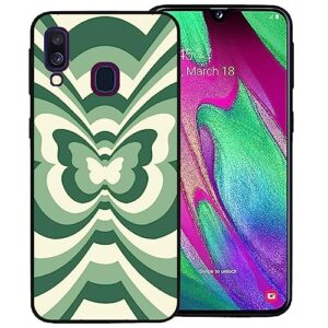 zaztify phone case for samsung galaxy a40, green butterfly tunnel center swirl latte valentine color block shockproof protective anti-slip thin soft cover shell