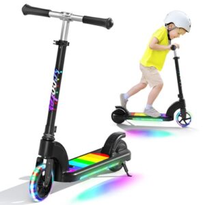 anhao electric scooter for kids ages 6-12 (mainly 6-10), kids electric scooter with adjustable height, flash wheel, kick scooter for kids up to 110 lbs, up to 6mph