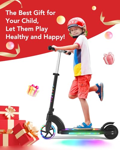 ANHAO Electric Scooter for Kids Ages 6-12 (Mainly 6-10), Kids Electric Scooter with Adjustable Height, Flash Wheel, Kick Scooter for Kids up to 110 lbs, up to 6mph