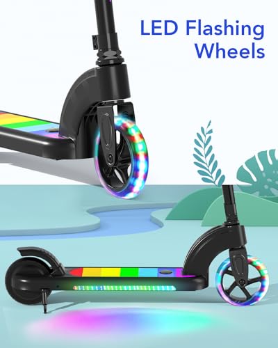 ANHAO Electric Scooter for Kids Ages 6-12 (Mainly 6-10), Kids Electric Scooter with Adjustable Height, Flash Wheel, Kick Scooter for Kids up to 110 lbs, up to 6mph