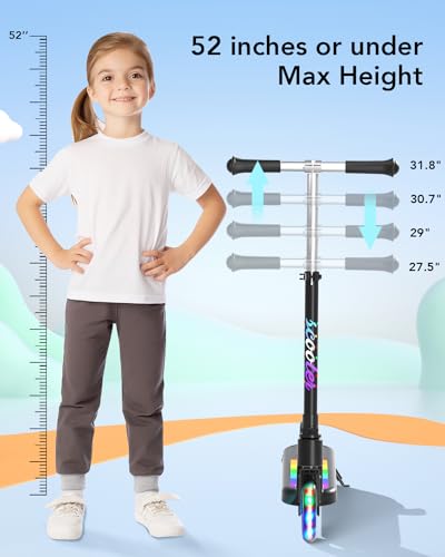 ANHAO Electric Scooter for Kids Ages 6-12 (Mainly 6-10), Kids Electric Scooter with Adjustable Height, Flash Wheel, Kick Scooter for Kids up to 110 lbs, up to 6mph