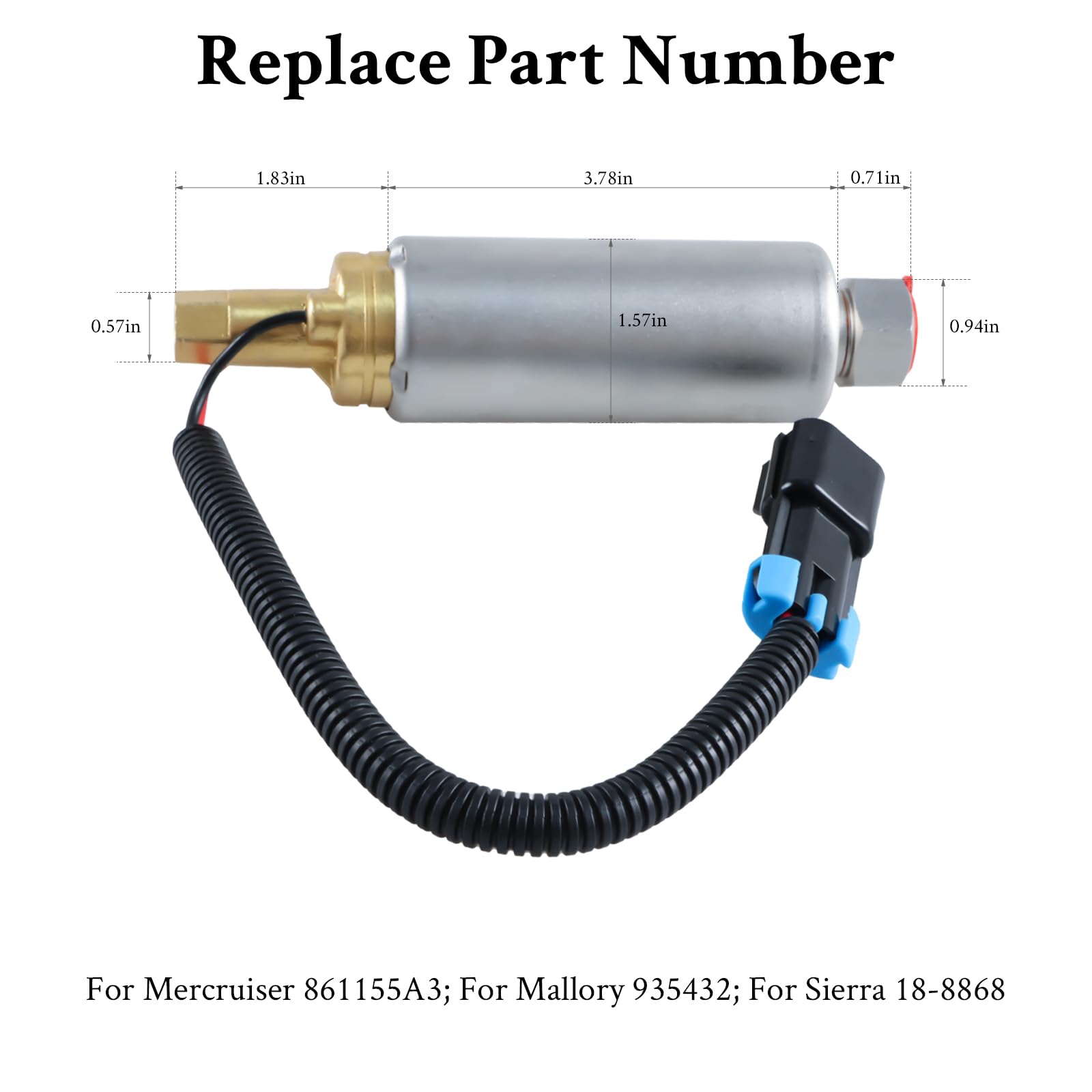 FUSCH Electric Low Pressure Fuel Pump Compatible with Mercury Mercruiser Marine Boat 4.3L 5.0L 5.7L V6 V8 with Carburetor Engines Replaces#：935432 18-8868 861155A3