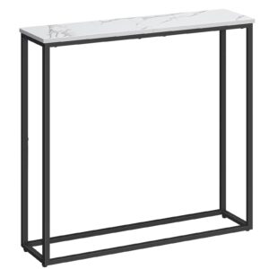 hoobro 29.5-inch narrow console table, small sofa table, entryway slim side display for hallway, bedroom, living room, foyer, marble and black bm76xg01