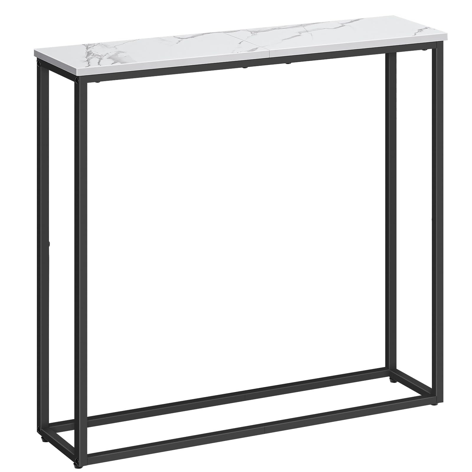 HOOBRO 29.5-Inch Narrow Console Table, Small Sofa Table, Entryway Slim Side Display for Hallway, Bedroom, Living Room, Foyer, Marble and Black BM76XG01