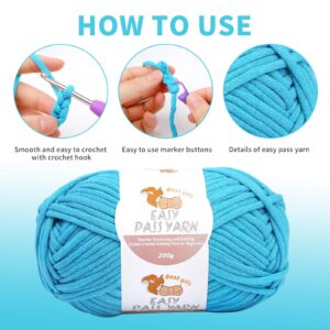 Fedmut Yarn for Crocheting -200g Beginners Chunky Cotton Yarn Easy-to-See Stitches Thick Worsted Yarn for Knitting Craft -Peacock Blue