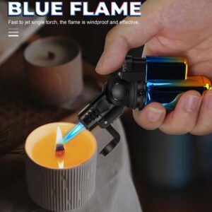 SAMNIU Pack of 4 Torch Lighter, Mini Jet Flame Butane Lighters, Multi-Purpose, 45° Rotatable for Campfires, Candle, Fireplaces, Christmas Party Favors (Gas not Included)