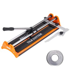 vevor manual tile cutter, 17 inch porcelain ceramic tile cutter with tungsten carbide cutting wheel, removable scale, anti-skid feet, double rails for professional installers or beginners