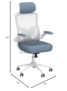 fokesun ergonomic office chair, high back executive task computer chairs with coat hanger & lumbar support, flip-up armrest, office chair with tilt& lock function (sky blue)