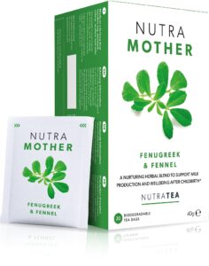 nutramother - lactation support tea | breastfeeding tea - lactation tea for increased breast milk - includes fenugreek, fennel and raspberry leaf - 20 enveloped tea bags - by nutra tea - herbal tea