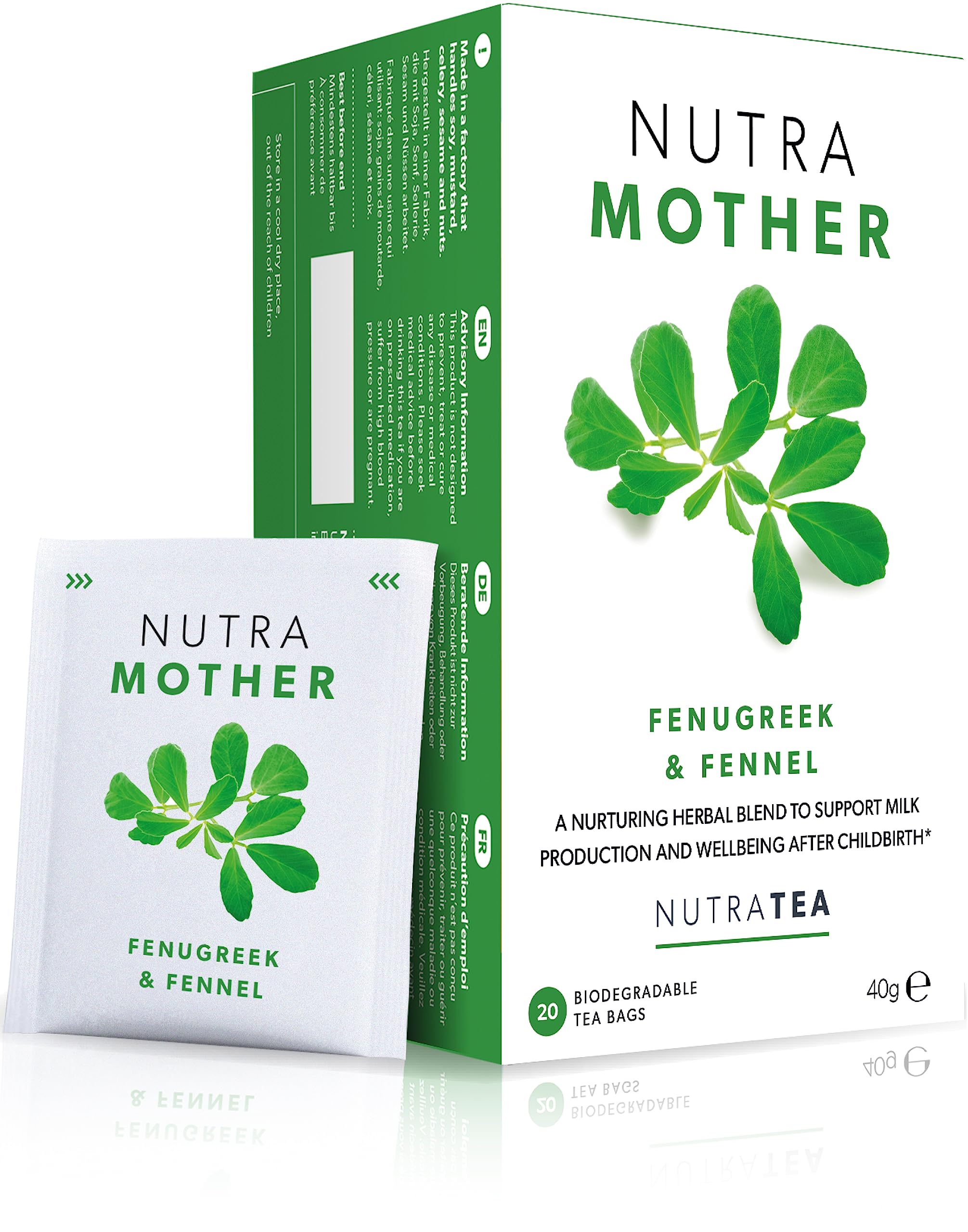 NUTRAMOTHER - Lactation Support Tea | Breastfeeding Tea - Lactation Tea For Increased Breast Milk - Includes Fenugreek, Fennel and Raspberry Leaf - 20 Enveloped Tea Bags - by Nutra Tea - Herbal Tea