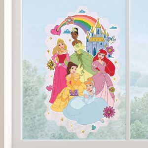 Make It Real Disney: Window Art Mosaic - Disney Princess - 70 pcs, Reusable Puzzle Window Clings, Creates a 9.5 x 16.5 Image, Kids Ages 6+