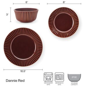 Pfaltzgraff Dannie Red 12 Piece Dinnerware Set, Service for 4, Red