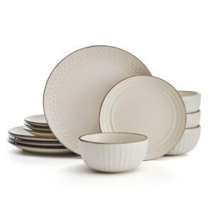 pfaltzgraff janelle 12 piece dinnerware set, service for 4, cream