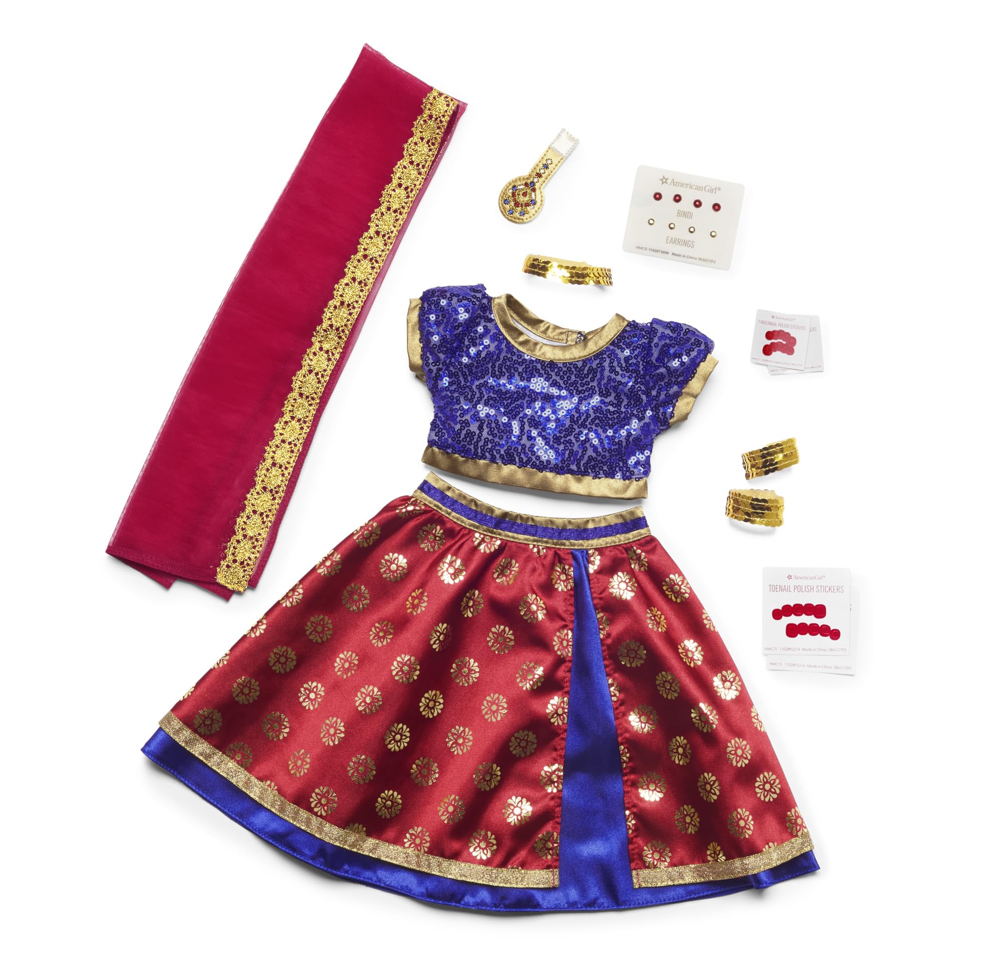 American Girl Girl of The Year Kavi Sharma 18-inch Doll Bollywood Dance Costume Featuring 10+ Pieces for Ages 8+ (Dolls sold separately)