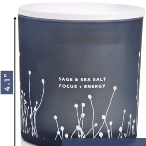 White Sage Sea Salt 3 Wick Candle 14.5 oz | Sage Candles for Cleansing House | Large Soy Candles for Home Scented | Aromatherapy Energy Cleansing Sage Scented Candles for Women & Men