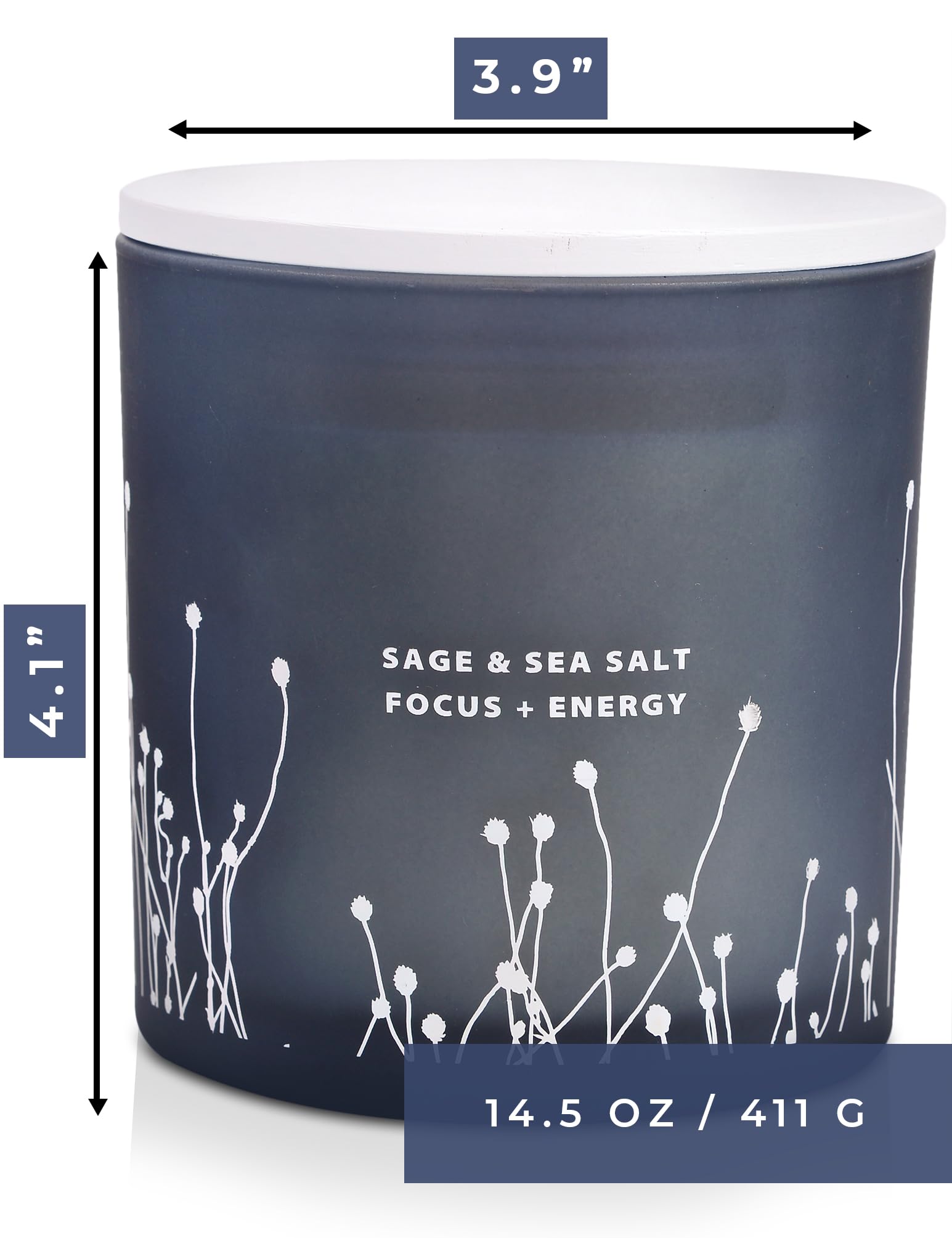 White Sage Sea Salt 3 Wick Candle 14.5 oz | Sage Candles for Cleansing House | Large Soy Candles for Home Scented | Aromatherapy Energy Cleansing Sage Scented Candles for Women & Men