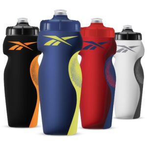 reebok squeeze water bottles with athletic design - water bottle 24 oz - sports water bottle - reusable water bottle for gym, running, hiking etc, bpa free (navy)