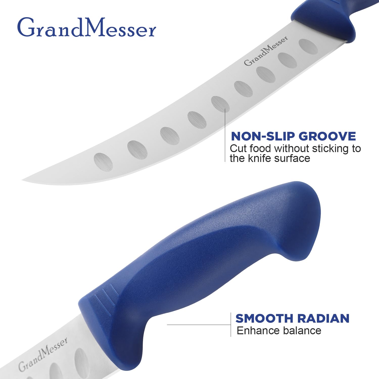 GrandMesser Butcher Knife for Meat Cutting, Curved Cimeter Knife 9 Inch Comfortable Handle, German High Carbon Stainless Steel Blade, Kitchen Knife for Home and Restaurant.