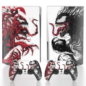 tessgo ps 5 skin disc edition anime console and controller vinyl sticker, durable, scratch resistant, no bubble, precisely line up, compatible with play s tation 5