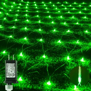 oopswow 9.8ft x 6.6ft 192 led christmas net lights,8 modes 30v low voltage mesh fairy string lights for christmas trees, bushes, wedding, garden, outdoor decorations (green)