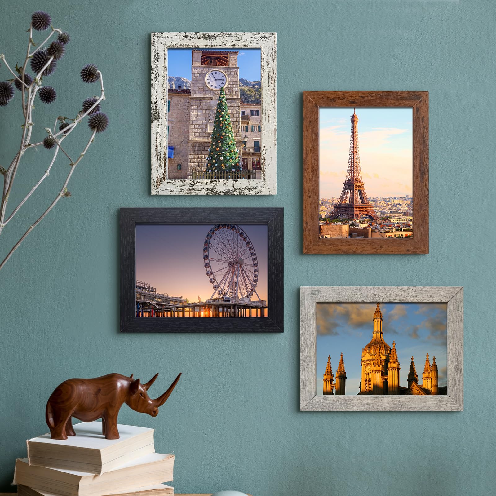 BESCRCL 5x7 Picture Frame for Wall Mounting or Tabletop, Picture Frames in 4 Different Finishes