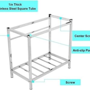 Free Standing Stainless Steel Sink,Commercial Restaurant Kitchen Sink Set,with Workbench Storage Shelves and Water Faucet,for Indoor Outdoor Laundry Garage