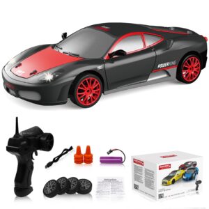 remote control car rc drift car 2.4ghz 1:24 scale 4wd high speed rc cars vehicle with led lights batteries and drifting tires racing sport toy cars for adults boys girls kids gift…