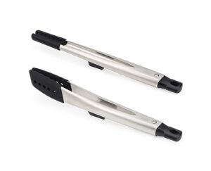 joseph joseph elevate fusion set of 2 silicone tongs with integrated tool rests, stainless steel