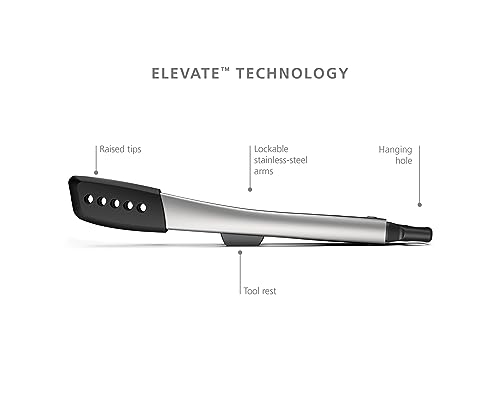 Joseph Joseph Elevate Fusion Set of 2 Silicone Tongs with Integrated Tool Rests, Stainless Steel