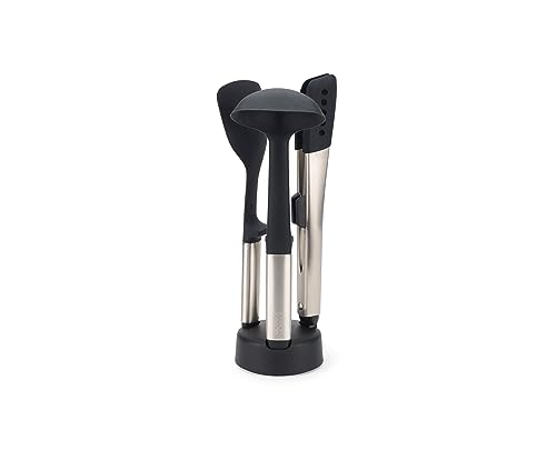 Joseph Joseph Elevate Fusion 3-Piece Silcone Kitchen Utensil Compact Stand, BPA Free, Heat Resistant, Non Stick Utensil Set, Weighted Stainless Steel Handles