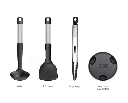 Joseph Joseph Elevate Fusion 3-Piece Silcone Kitchen Utensil Compact Stand, BPA Free, Heat Resistant, Non Stick Utensil Set, Weighted Stainless Steel Handles