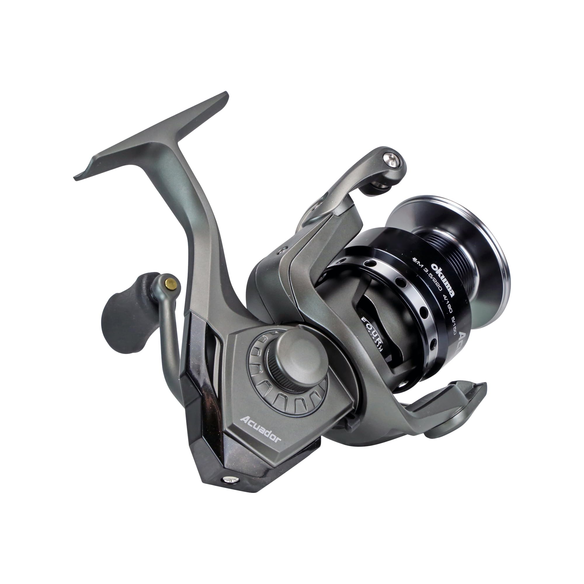 Okuma Acuador 4BB Steel Drive Lightweight Freshwater Spinning Reel, ACU-5000A, Black