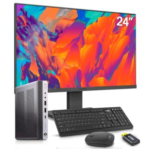 hp elitedesk mini desktop computer with 24 inch monitor bundle,intel i7-6700 ax210 wi-fi 6e,bluetooth 5.2,32gb ram,new nvme 1tb ssd, wireless keyboard & mouse,windows 10 pro (renewed)