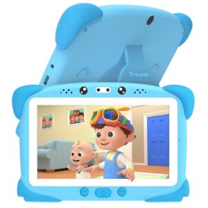 kids tablet 7in toddler tablet for kids, 32gb tablet for kids toddler with shockproof case, bluetooth, wifi, google, netflix, youtube, parental control, kids app pre-installed (blue)