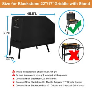 PasWith Griddle Cover for Blackstone 22 inch 17 inch Griddle with Hood and Stand,600D Strong Tear Resistant Griddle Cover,Waterproof UV & Fade Resistant Grill Cover with Strap and Air Vent