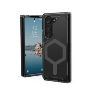 urban armor gear [updated version] uag case for samsung galaxy z fold 5 2023 plyo pro ash/space grey, rugged anti-yellowing transparent clear compatible with magnetic charging protective cover