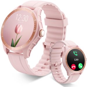 quican fitness smart watch for women, ios android compatible bluetooth watch, activity tracker with heart rate/sleep monitor/calorie counter, reloj inteligente support 100 sports, ip68 waterproof