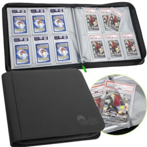 graded card binder, 60 psa slab holder, 6 pocket graded card storage, slab binder, psa card graded display case album, zipper binder, card collection binder, yugioh cards binder, mtg card binder