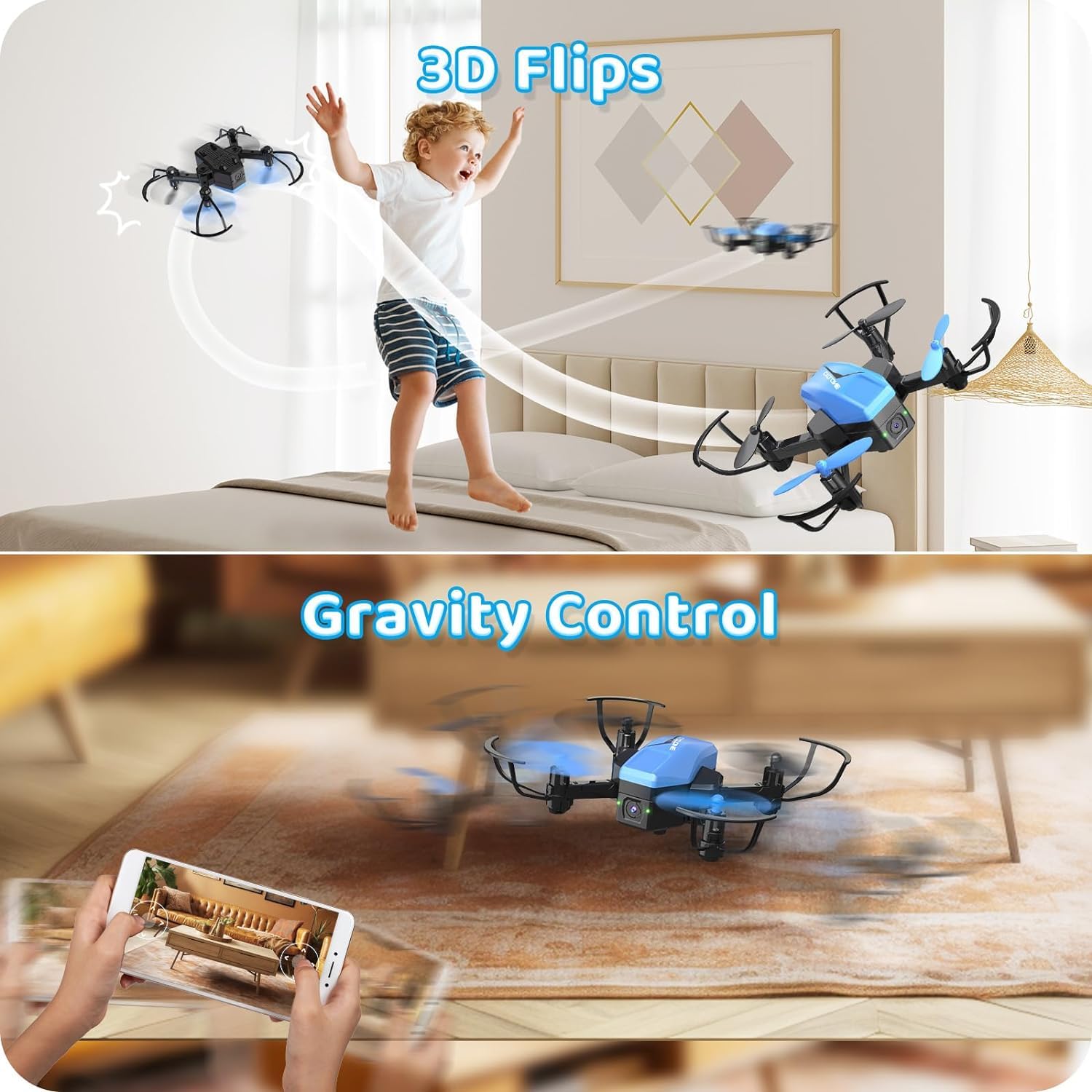 ATTOP Mini Drone for Kids with 1080P Camera - Foldable FPV Drone for Kids, Pocket RC Quadcopter with 2 Batteries, One Key Start, Altitude Hold, Headless Mode, 3D Flips, Toys Gifts for Boys Girls