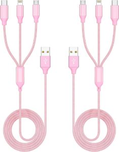 firsting multi charging cable, (2 pack 4ft) multi usb charger cable 3 in 1 charging cable nylon braided universal usb charging cord with type-c, micro usb,ip port for most cell phones & pads