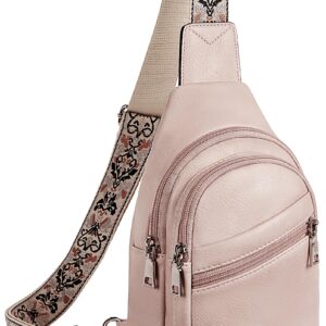 Telena Sling Bag for Women Crossbody Bags Purse for Women Vegan Leather Fanny Pack with Adjustable Strap Pink