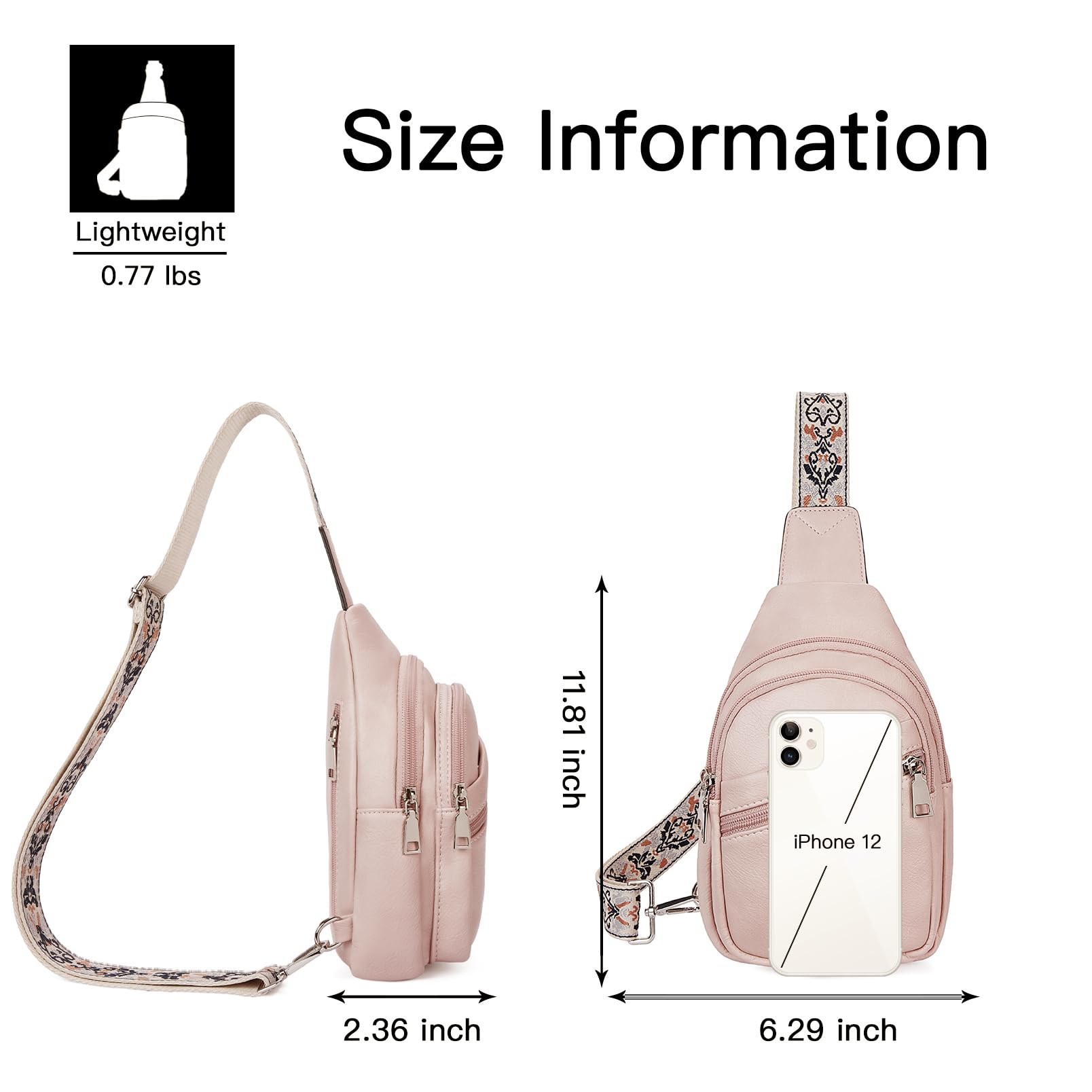 Telena Sling Bag for Women Crossbody Bags Purse for Women Vegan Leather Fanny Pack with Adjustable Strap Pink