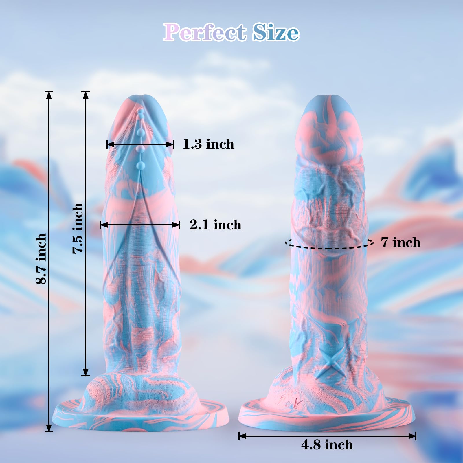 2.3" Diameter Huge Monster Dildo: 8.5" Thick Big Silicone Dildos with Veins & Beads for G Spot Stimulation, Ultra Strong Suction Cup Anal Realistic Dildo with Balls, Adult Sex Toy for Women Gay…