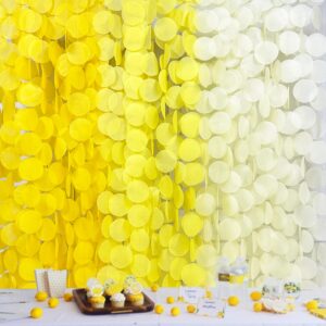 192ft yellow party decorations ombre yellow white big polka dots backdrop streamer gradient yellow tissue paper circle dot hanging garland for lemon bee sunflower birthday baby shower party supplies