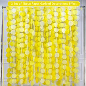 192Ft Yellow Party Decorations Ombre Yellow White Big Polka Dots Backdrop Streamer Gradient Yellow Tissue Paper Circle Dot Hanging Garland for Lemon Bee Sunflower Birthday Baby Shower Party Supplies