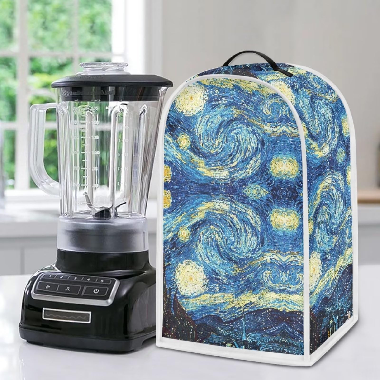 Eheartsgir Van Gogh Starry Sky Blender Cover with Handle Scratch Proof Juicer Maker Food Processor Protection Covers Kitchen Appliance Dust Cover