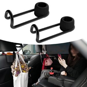 fogfar 2 pack car headrest hanger holder, car seat multi-functional hidden hook, car universal back seat storage holder hooks, car interior storage, for purse, backpacks, shopping bags (black)