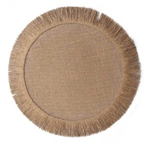 placemats 4pcs jute placemat linen fringe holiday round table mat environmental heat insulation non slip mat