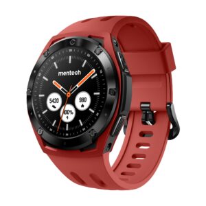 mentech xe1 smartwatch, lightweight fitness tracker with 1.2” touch screen, 110 sport modes, gps, sunlight-visible, 5atm waterproof, 14-day battery life, for android and ios phones