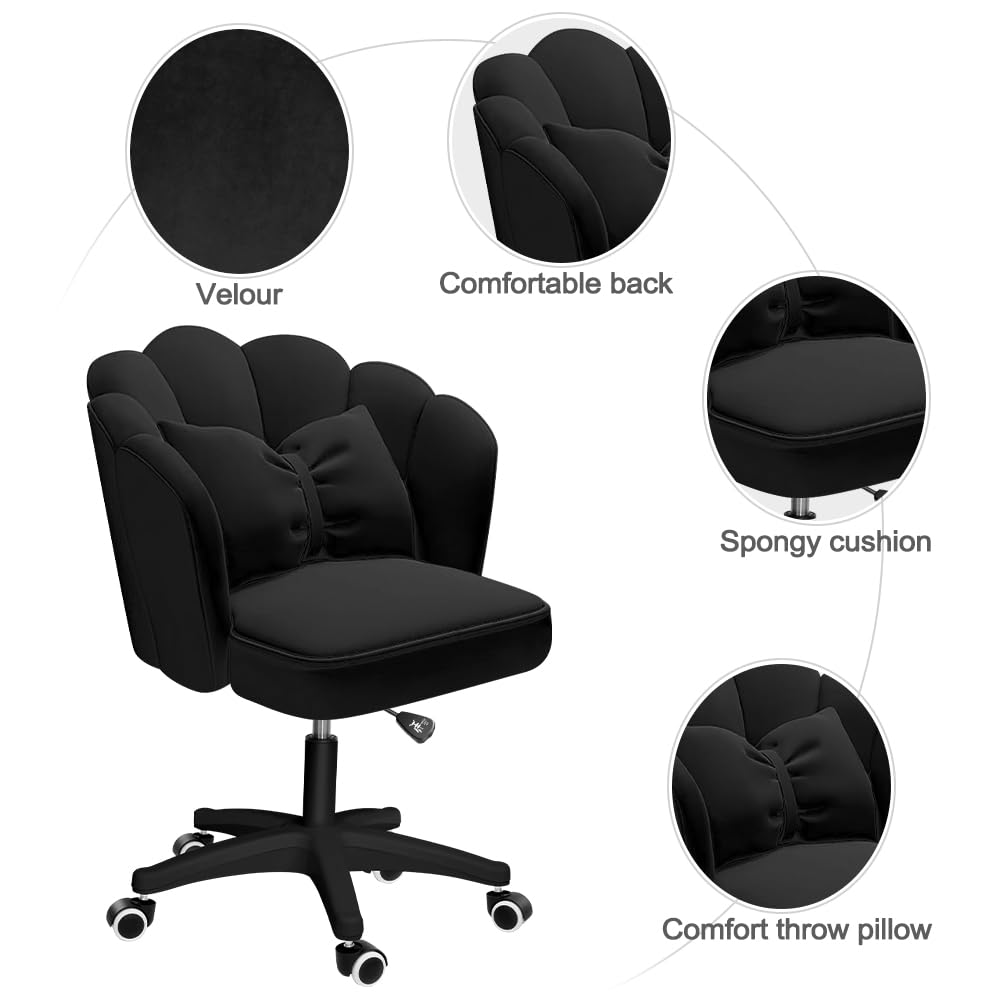 XUEGW Office Chair Cute Petal Desk Chair, Modern Fabric Home Butterfly Chairs Height Adjustable Chair Makeup Chairs Computer Chairs